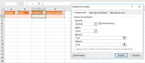 Validación De Datos En Excel Cable Naranja