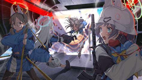 Miyu Miyako Saki Moe And Binah Blue Archive Drawn By Yo Na Danbooru