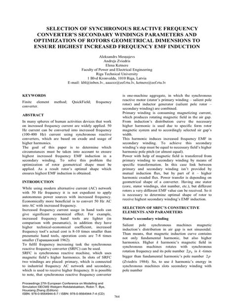 Selection Of Synchronous Reactive Frequency Converter`s Secondary