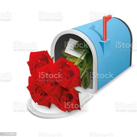 내부 꽃과 아름 다운 푸른 열려있는 사서함 벡터 아이콘입니다 0명에 대한 스톡 벡터 아트 및 기타 이미지 0명 3차원 형태 Fete Istock