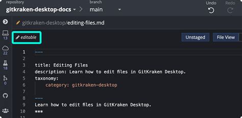 edit files with gitkraken desktop how to edit files