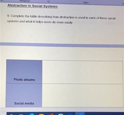 Solved Paragraph Styles Abstraction In Social Systems 9 Complete The 1 Answer