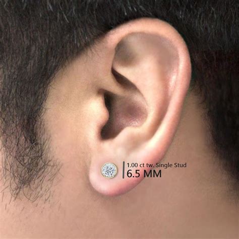 Mens Single Diamond Earring Size Guide
