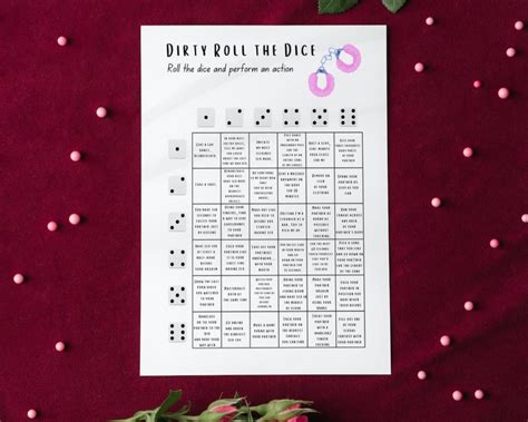 Dirty Roll The Dice Printable Couples Intimacy Foreplay Game For Perfect Date Night Printable