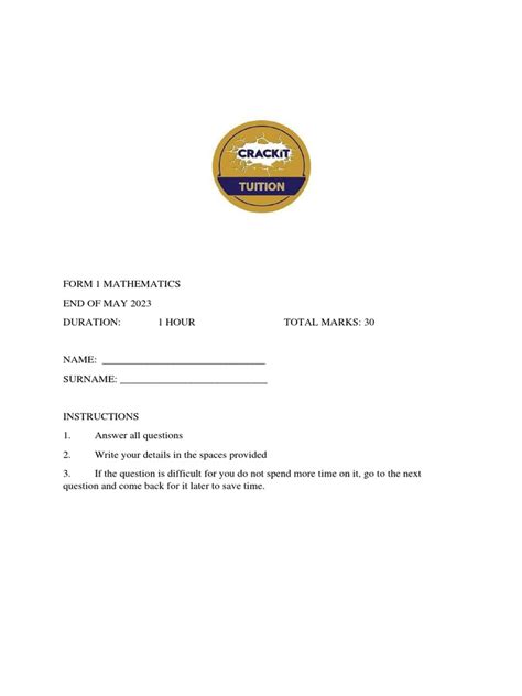 Form 1 Maths Pdf Mathematical Concepts Numbers