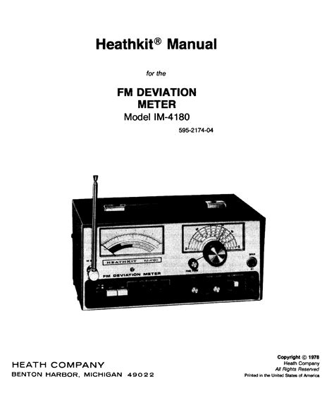 Heathkit Im 4180 Fm Deviation Meter Sch Service Manual Download