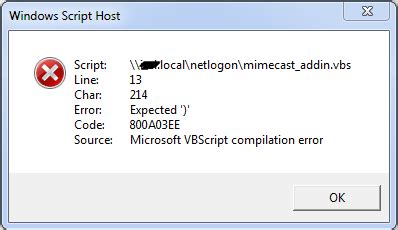 Vbscript Compilation Error Error Expected A Ee Stack Overflow