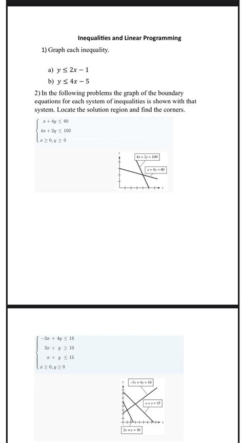 Solved Inequalities And Linear ProgrammingGraph Each Chegg Com