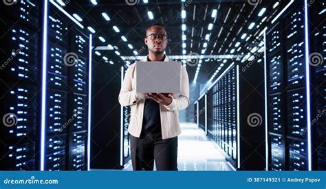 Server Rack Cluster In A Data Center Horizontal View Royalty Free Stock