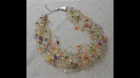 Diy Воздушное колье Самоцветы из каменной крошки и бисера Youtube