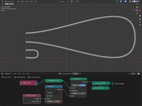 Geometry Nodes Trim Specific Length From Both Ends Of Curve For