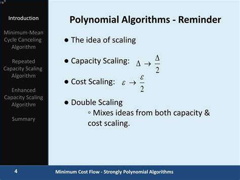 Ppt Minimum Cost Flow Problem Strongly Polynomial Algorithms Powerpoint Presentation Id