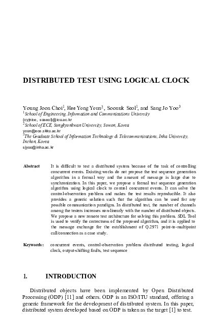 Pdf Distributed Test Using Logical Clock