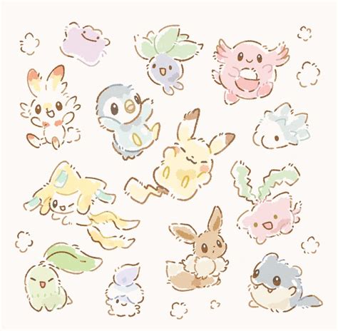 Pikachu Eevee Piplup Scorbunny Jirachi And 8 More Pokemon Drawn