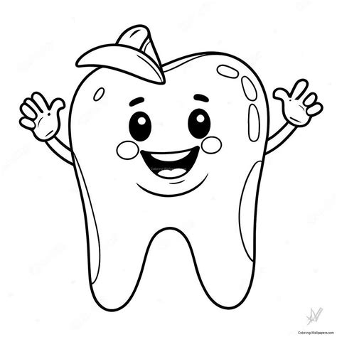 Happy Tooth Character Coloring Page 30795 24354