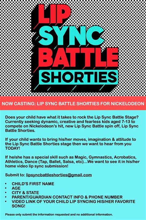 Nickelodeon Auditions For Nick Show Lip Sync Battle Shorties