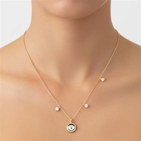Evil Eye Enamel Necklace Gold Latelita Wolf And Badger