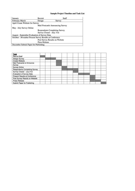 Sample Project Timeline And Task List Template Printable Pdf Download