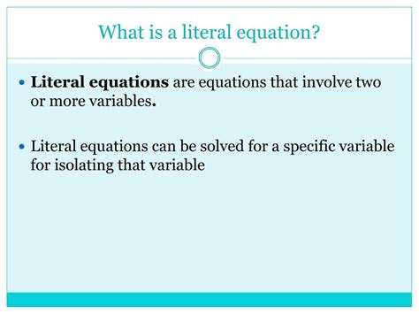 PPT Literal Equations PowerPoint Presentation Free Download ID 2706754