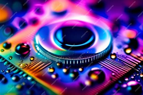 Premium Ai Image Macro Photography Of Computer Chip And Water Droplets On Computr Cd And