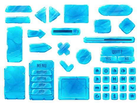 Ice Crystal Buttons Cartoon Interface Game UI GUI Vector Art At Vecteezy