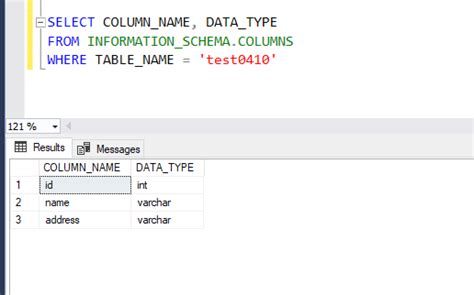 How To Get Column Name And Datatype Microsoft Qanda