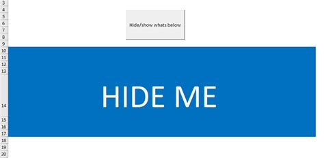 Excel Hiding Rows Based On Button Location In Vba Stack Overflow