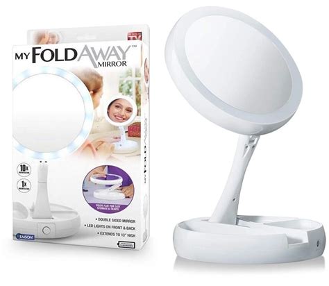 ᐉ Дзеркало для макіяжу My Fold Away Mirror складне косметичне з підсвічуванням кругле 00041
