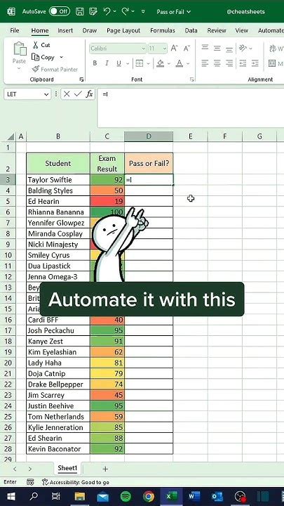 👉😲excel pass fail formula hindi 🔥🔥 excel excelformula exceltips viralvideo data entry