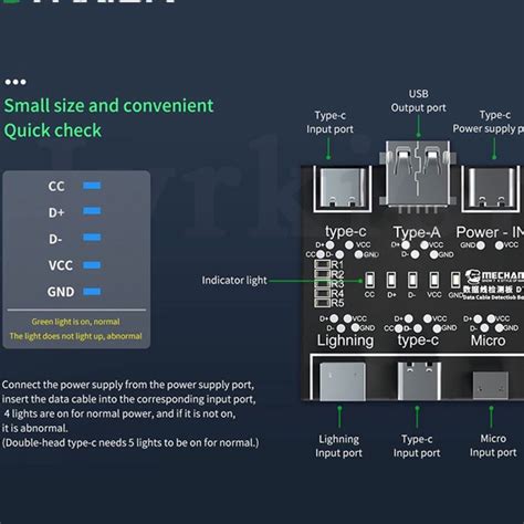 New MECHANIC DT3 USB Cable Tester Data Cable Test PCB Board For IPh Android USB Type C Lightting