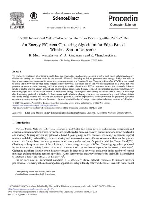 Pdf An Energy Efficient Clustering Algorithm For Edge Based Wireless