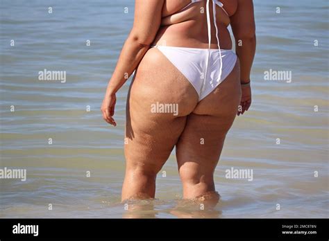 Fat Woman Swimsuit On Beach Foto Stok Off