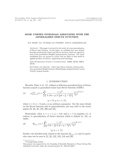 Pdf Some Unified Integral Associated With The Generalized Struve Function