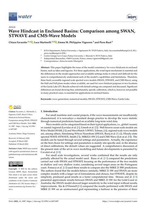 Pdf Wave Hindcast In Enclosed Basins Comparison Among Swan Stwave And Cms Wave Models