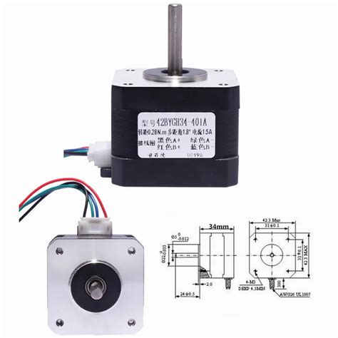 nema 17 스테퍼 모터 0 28nm 1 5a 34mm 4 선 샤프트 5mm 플랜지 스테핑 모터 cnc 조각 밀링 머신 용