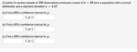 solved 2 points a random sample of 100 observations