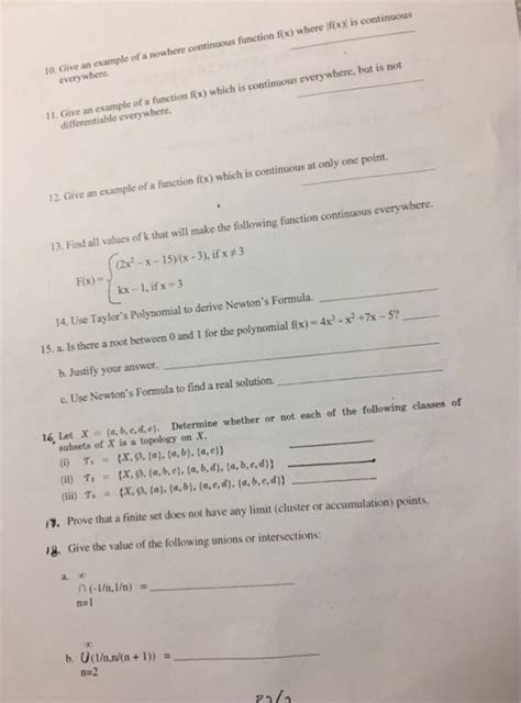 Solved Give An Example Of A Nowhere Continuous Function F X Chegg