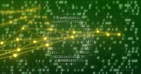Binary Code And Network Connections Data Processing Animation Over Green Background Stock Video