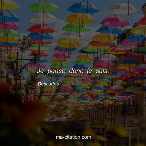 Je Pense Donc Je Suis Descartes Ma Citation