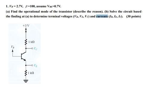[solved] 1 vb 2 7v 100 assume vbe 0 7v a find the o
