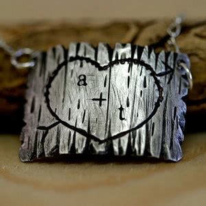 Tree Bark Lovers Carving Sterling Silver Necklace E0288 Etsy