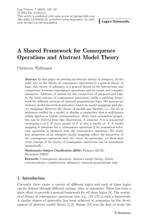 Pdf A Shared Framework For Consequence Operations And Abstract Model Theory