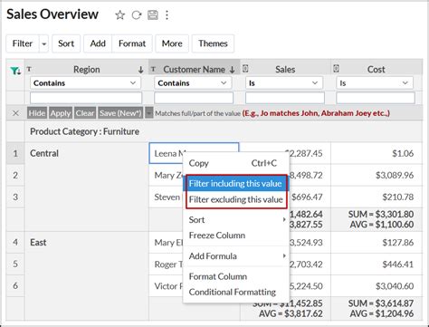 Working With Tabular View Analytics Plus