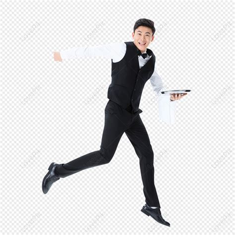 트레이와 웨이터 점프 Png 일러스트 무료 다운로드 Lovepik