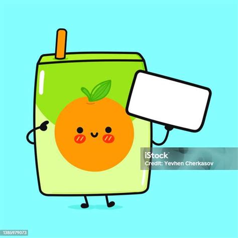 포스터와 귀여운 재미 오렌지 주스 벡터 핸드 그린 만화 가와이 캐릭터 일러스트 아이콘 파란색 배경에 격리됩니다 오렌지 주스 생각 개념 주스팩에 대한 스톡 벡터 아트 및 기타