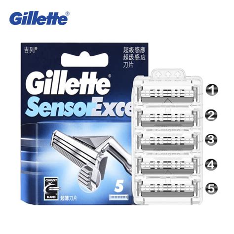 Original Gillette Sensor Excel ใบมีดโกนใบมีดโกนหนวด Double Layer เปลี่ยนหัวสำหรับ Men S Sensor
