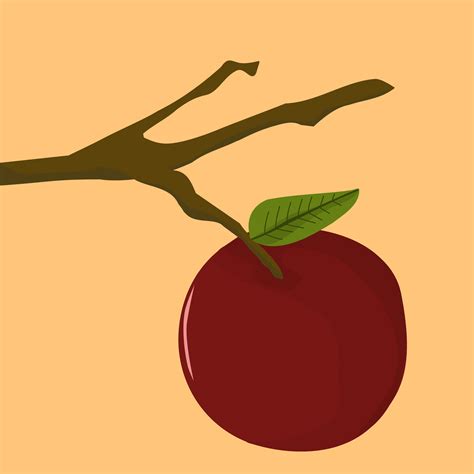 Red Apple On A Stem Vector Illustration 30184952 Vector Art At Vecteezy
