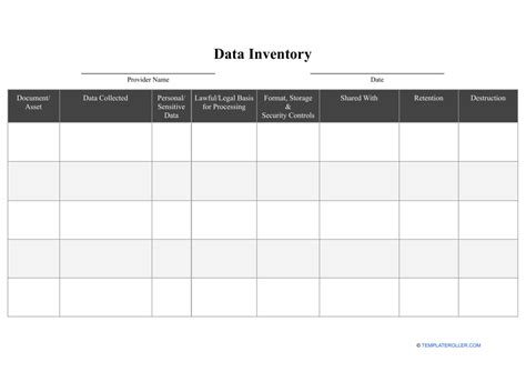 Data Inventory Template Fill Out Sign Online And Download Pdf