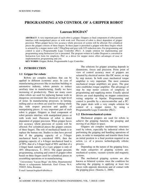 Pdf Programming And Control Of A Gripper Robot