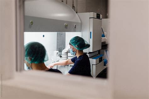 Babe Biologist Using A Microscope In The Laboratory By Stocksy Contributor VICTOR TORRES